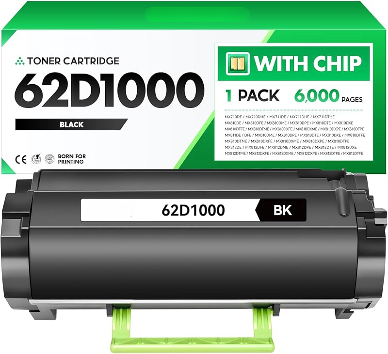 62D1000 Toner Cartridge Black 1-Pack Replacement for Lexmark 621 ...
