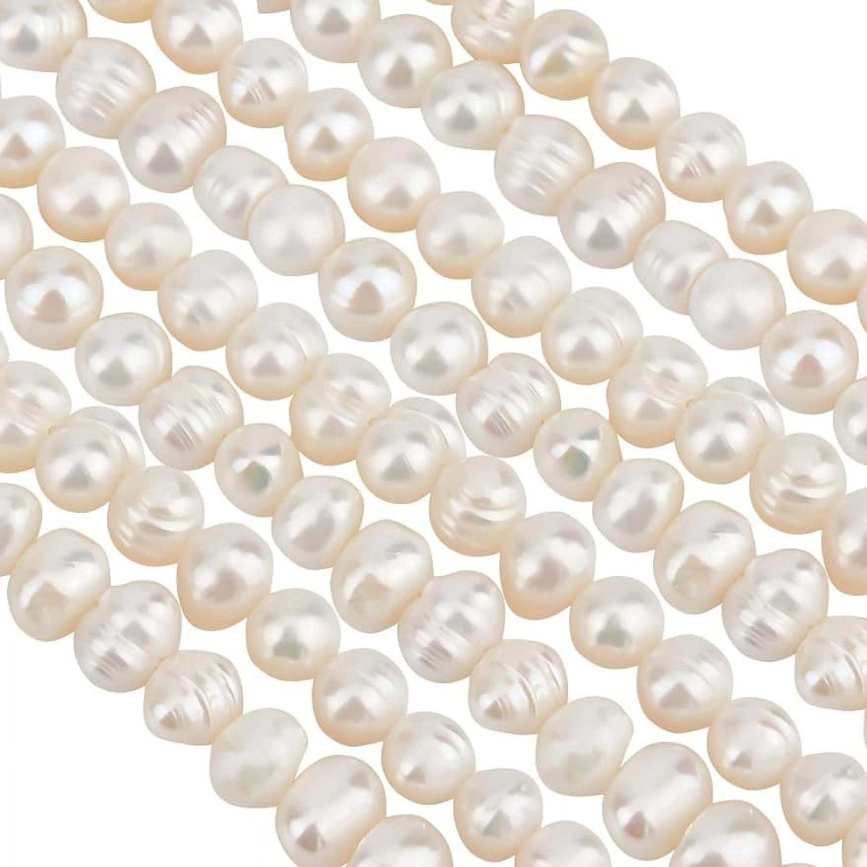 62Pcs 6mm Freshwater Pearl Beads Natural Cultured Baroque White Oval ...