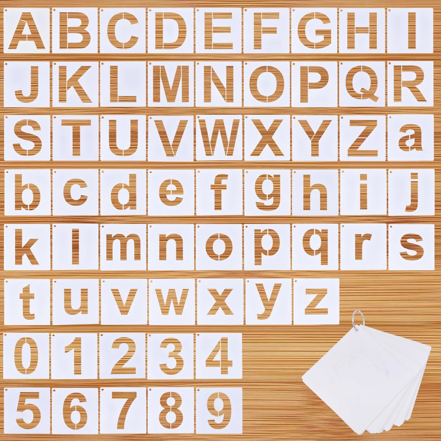 62Pcs Capital and Small Letter Number 0~9 PET Plastic Hollow Out ...