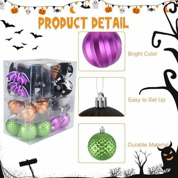 62Pcs Halloween Hanging Ball Ornaments, Ornaments Tree Decorations ...