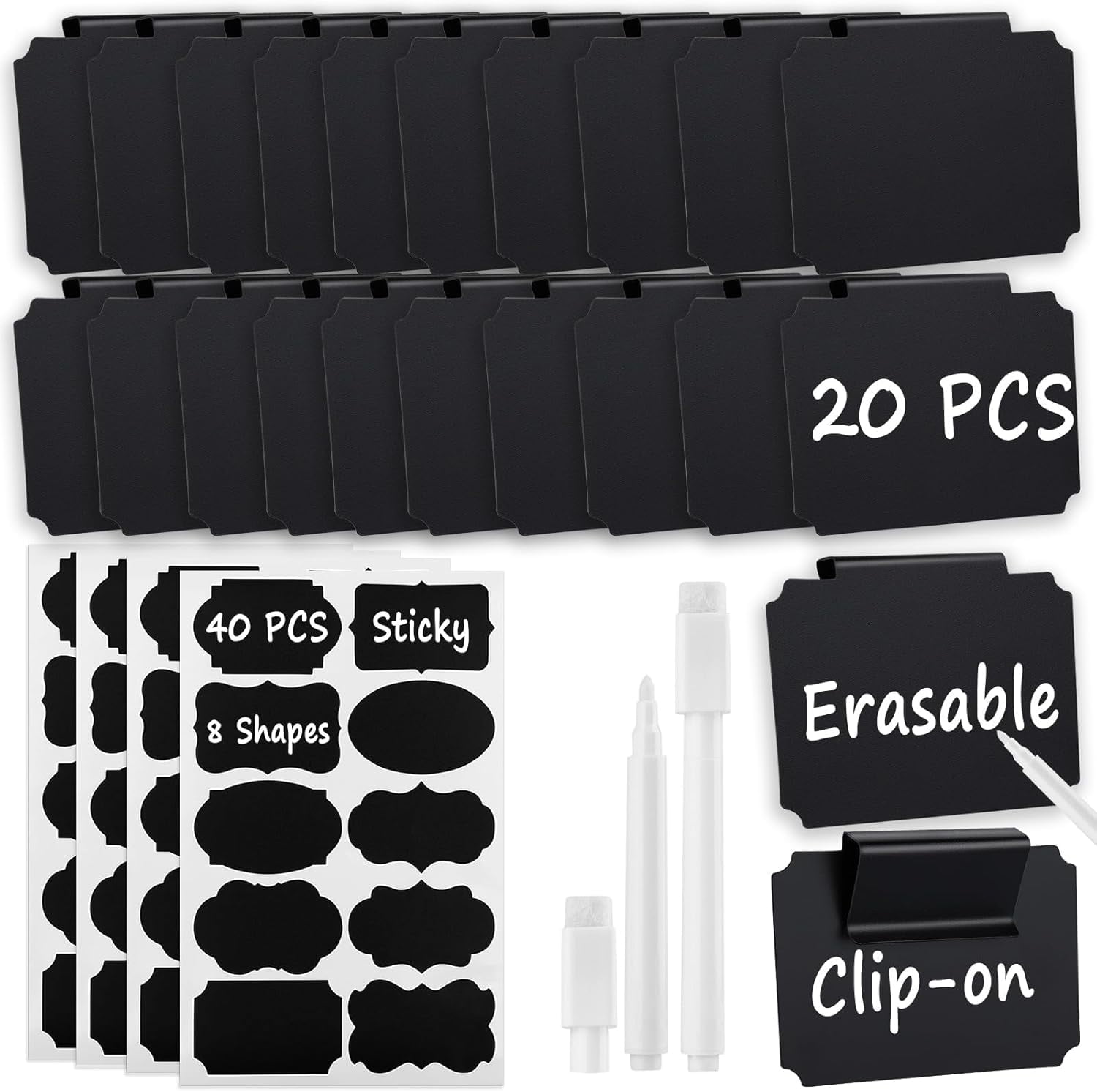 62Pcs Labels for Storage Bins, Including 20 Erasable Basket Labels Clip ...