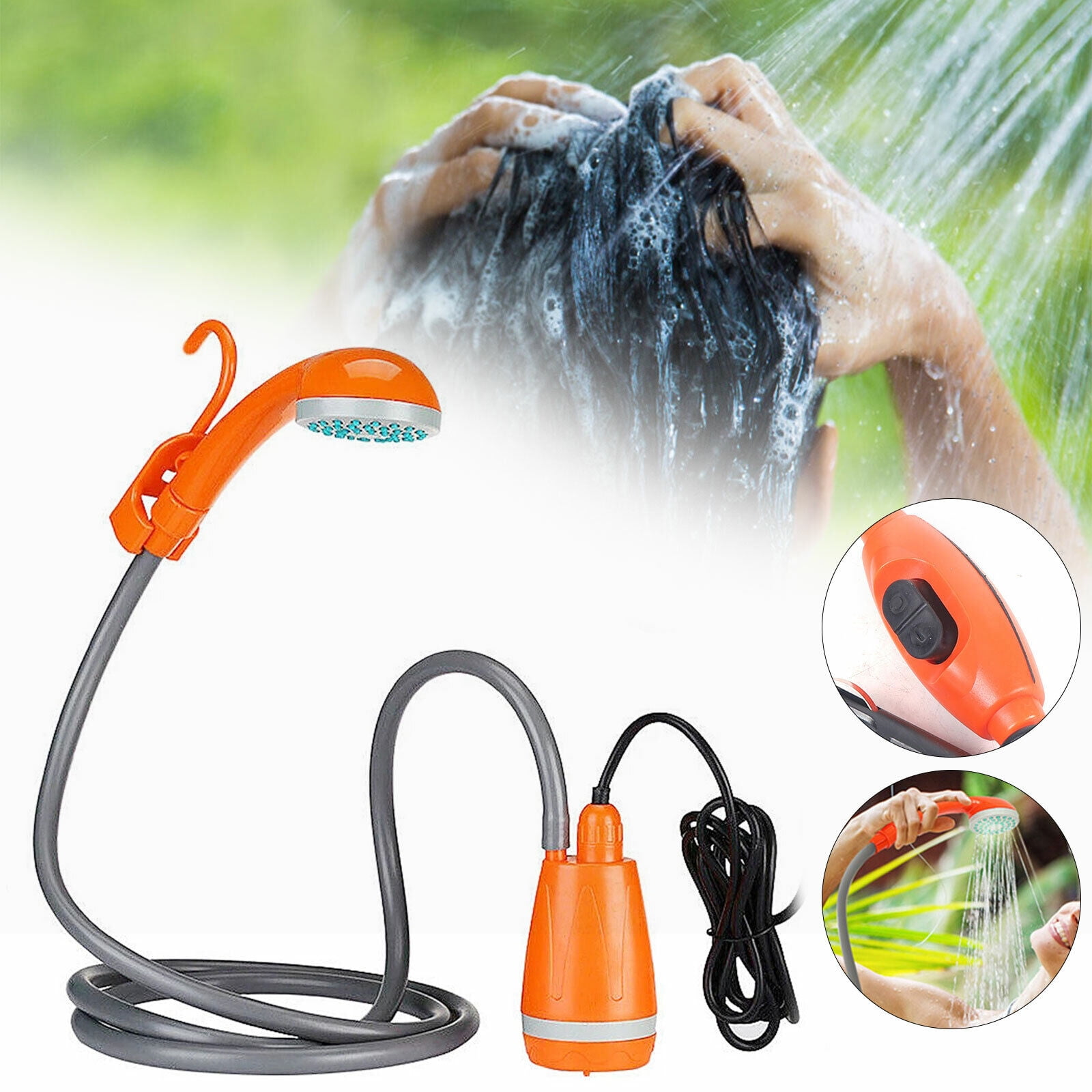 62W Portable Outdoor Shower Head Water Pump, Battery Powered, Electric ...