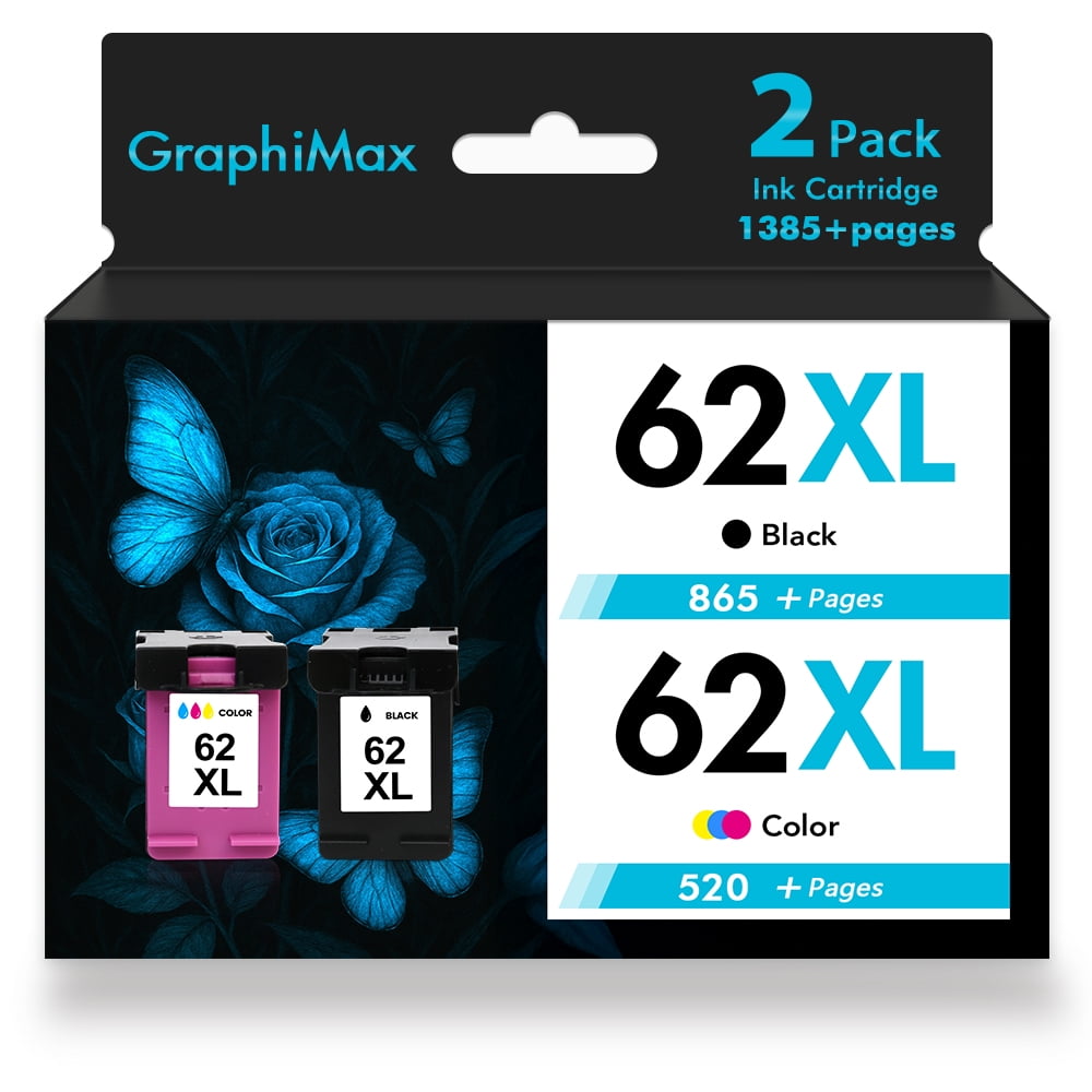 62XL 62 Ink Cartridges Compatible for HP 62 62XL Black and Color for Envy 5540 5640 5660 7640 ...