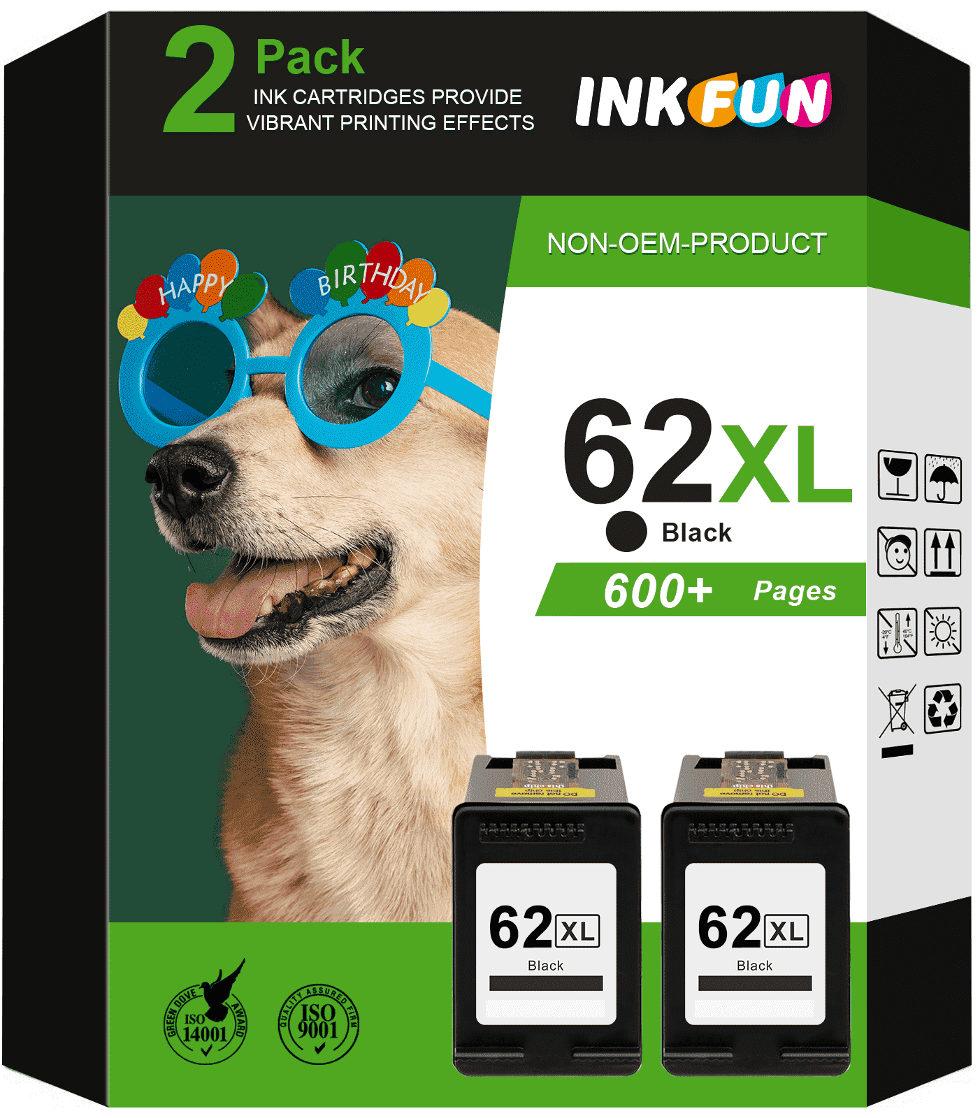 62XL Black Ink Cartridges Compatible for HP 62 Black Ink Cartridges for ...