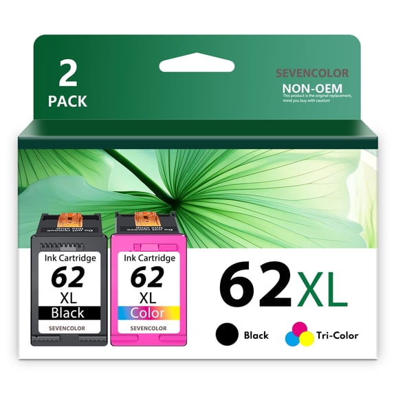 HP 62XL Ink Cartridges High Yield Black and Color for HP Printers