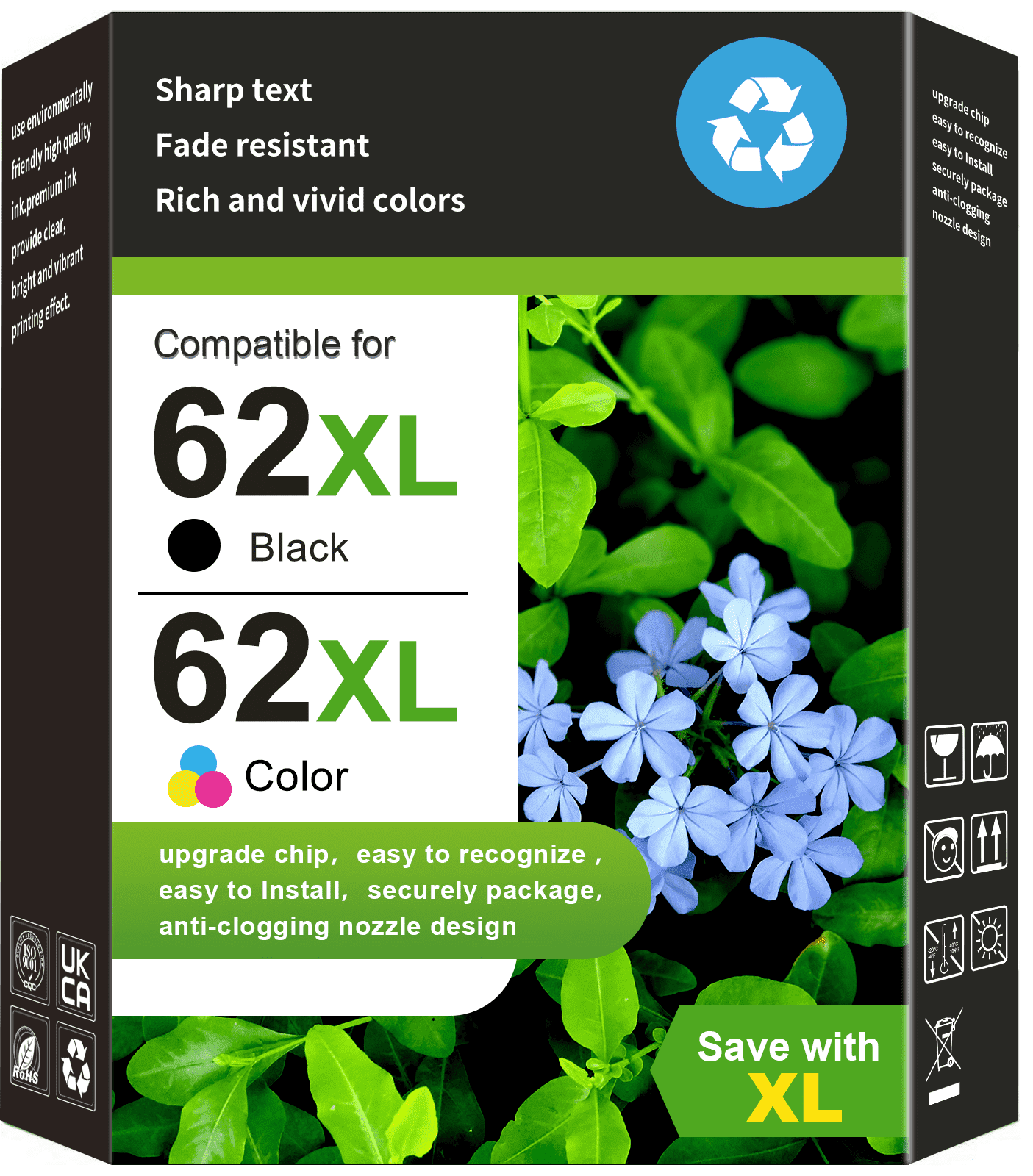 ACTUALCOLOR C Ink Cartridges Compatible with HP 62XL 62 Ink Cartridges ...