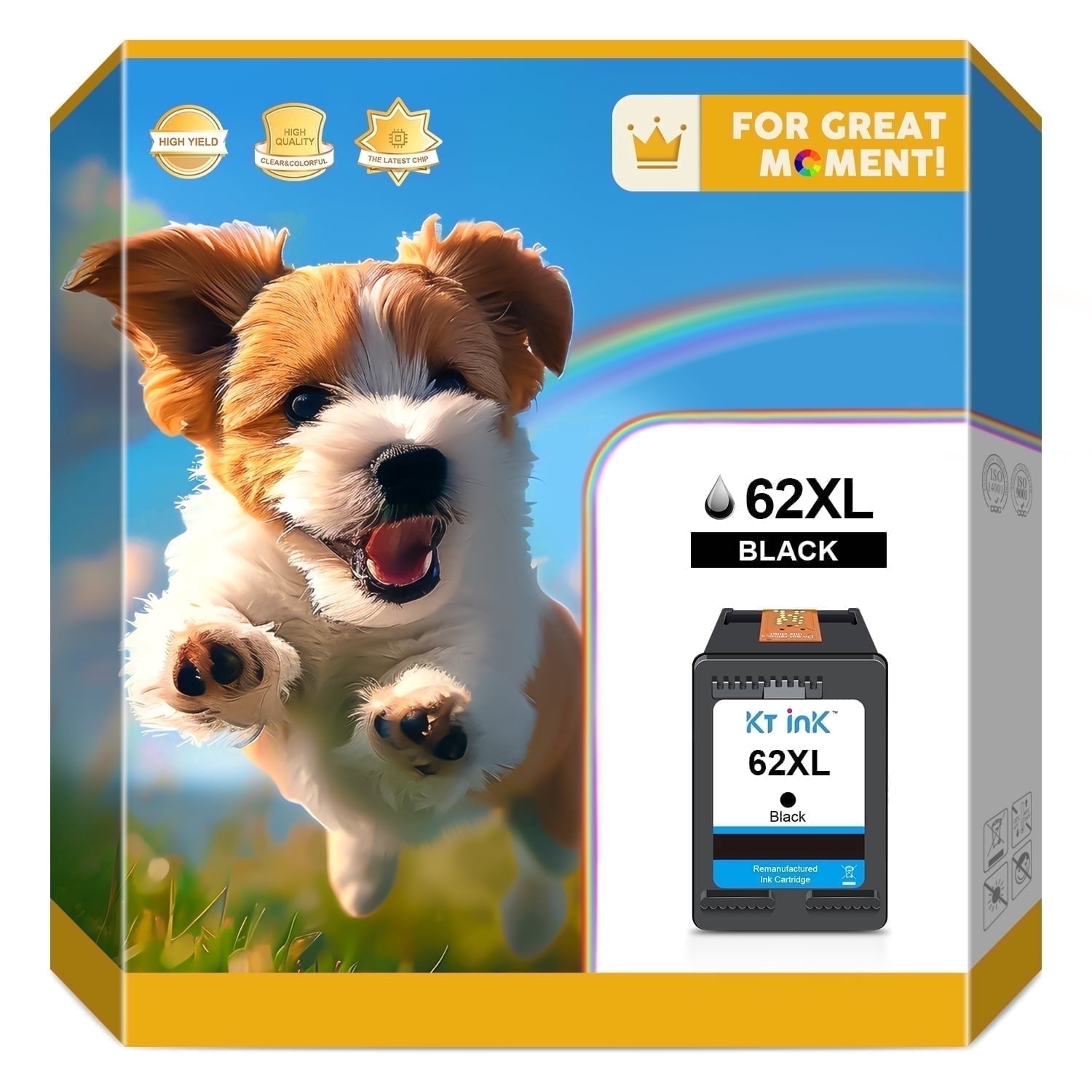 Printer Ink 62 for 62XL Black Ink Cartridge Compatible with Printer 62 ...
