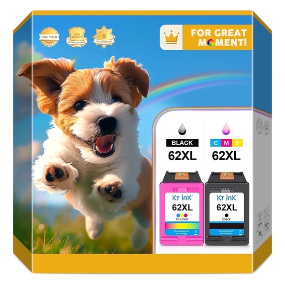 KT INK 62XL BLACK/COLOR Cartridge, Compatible with HP Envy 5540, 5640 ...