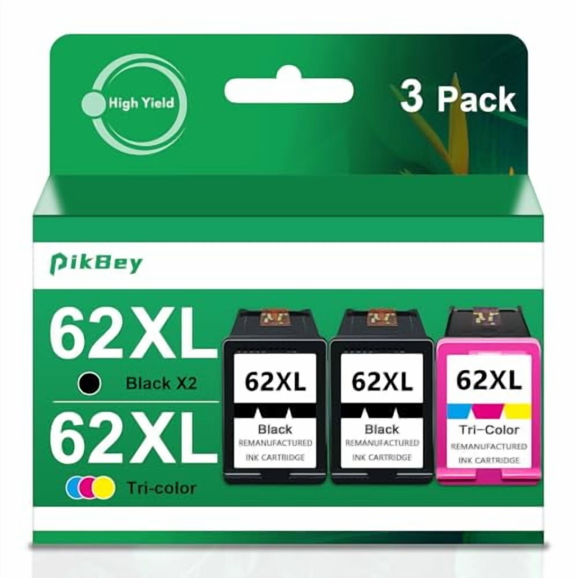 62XL Ink Cartridges Combo Pack (3-Pack, 2Black/1Tricolor) Compatible 62XL Ink Cartridges ...