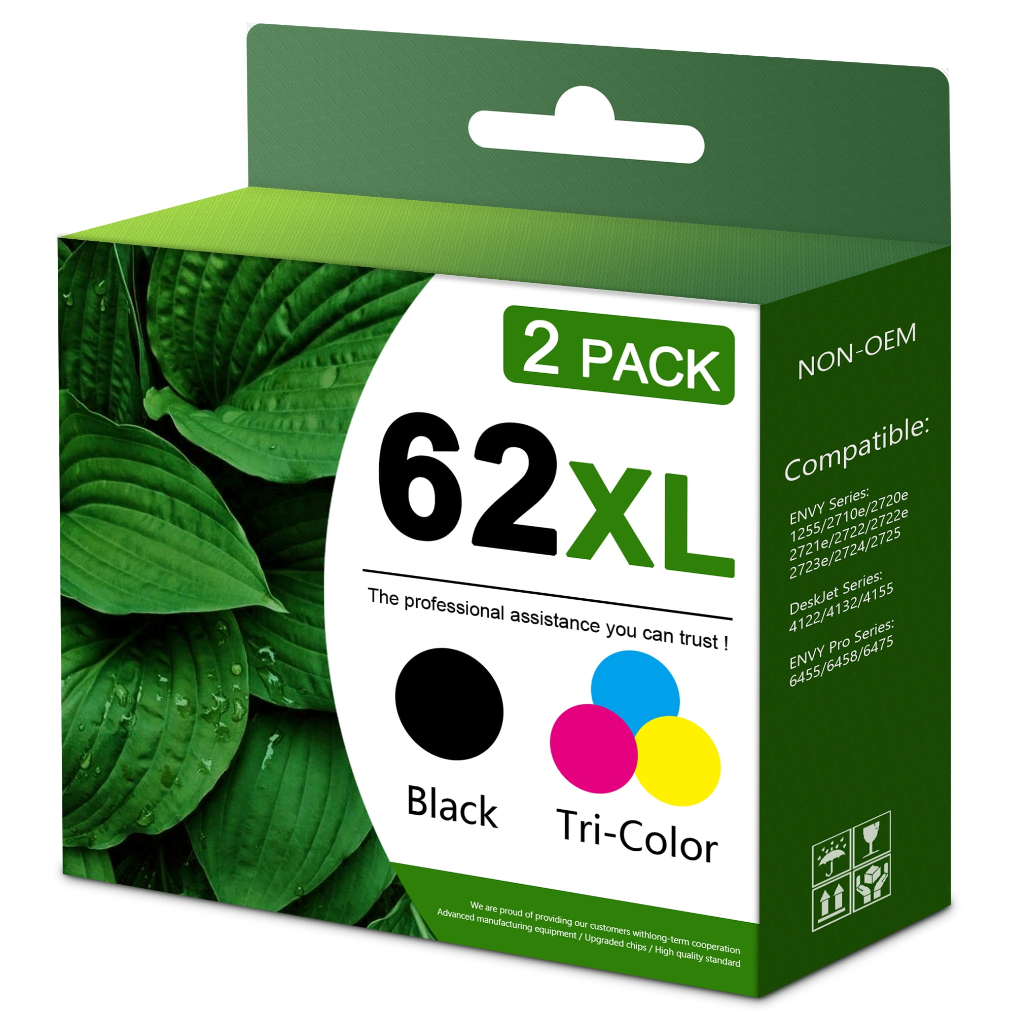62XL Ink Cartridges Compatible for HP 62 Ink Cartridges work for Envy ...
