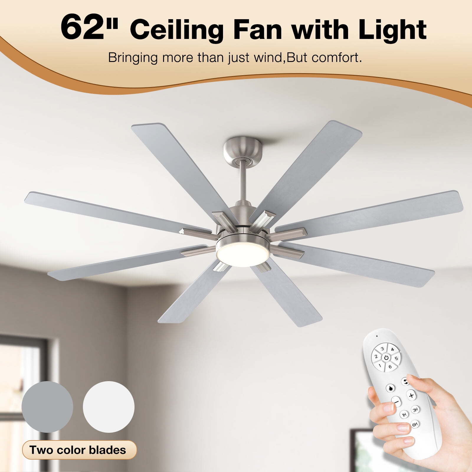 62inch Ceiling Fan With Light and Remote Control - Walmart.com