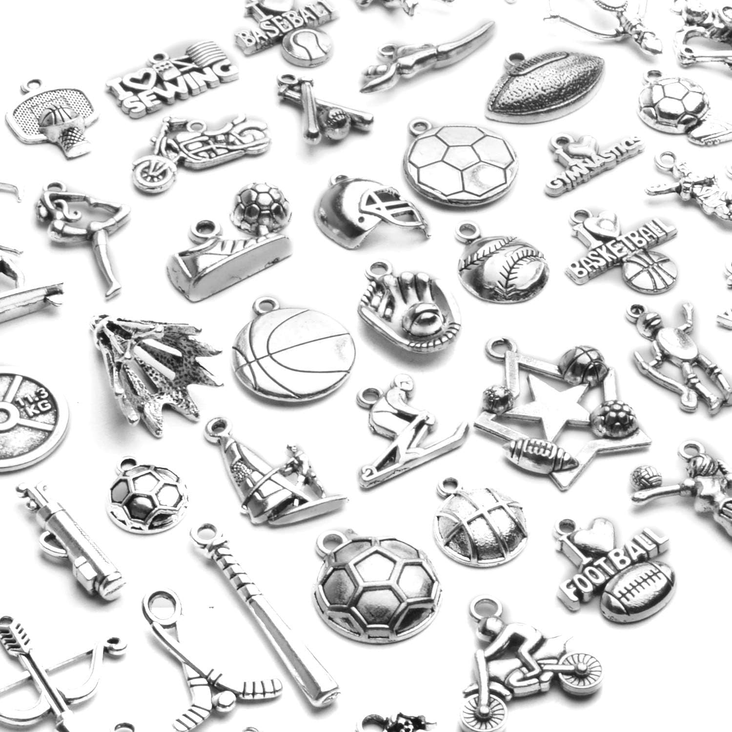 62pcs Alloy Sport Theme Charms Ball Game Sports Charms Pendants for DIY ...