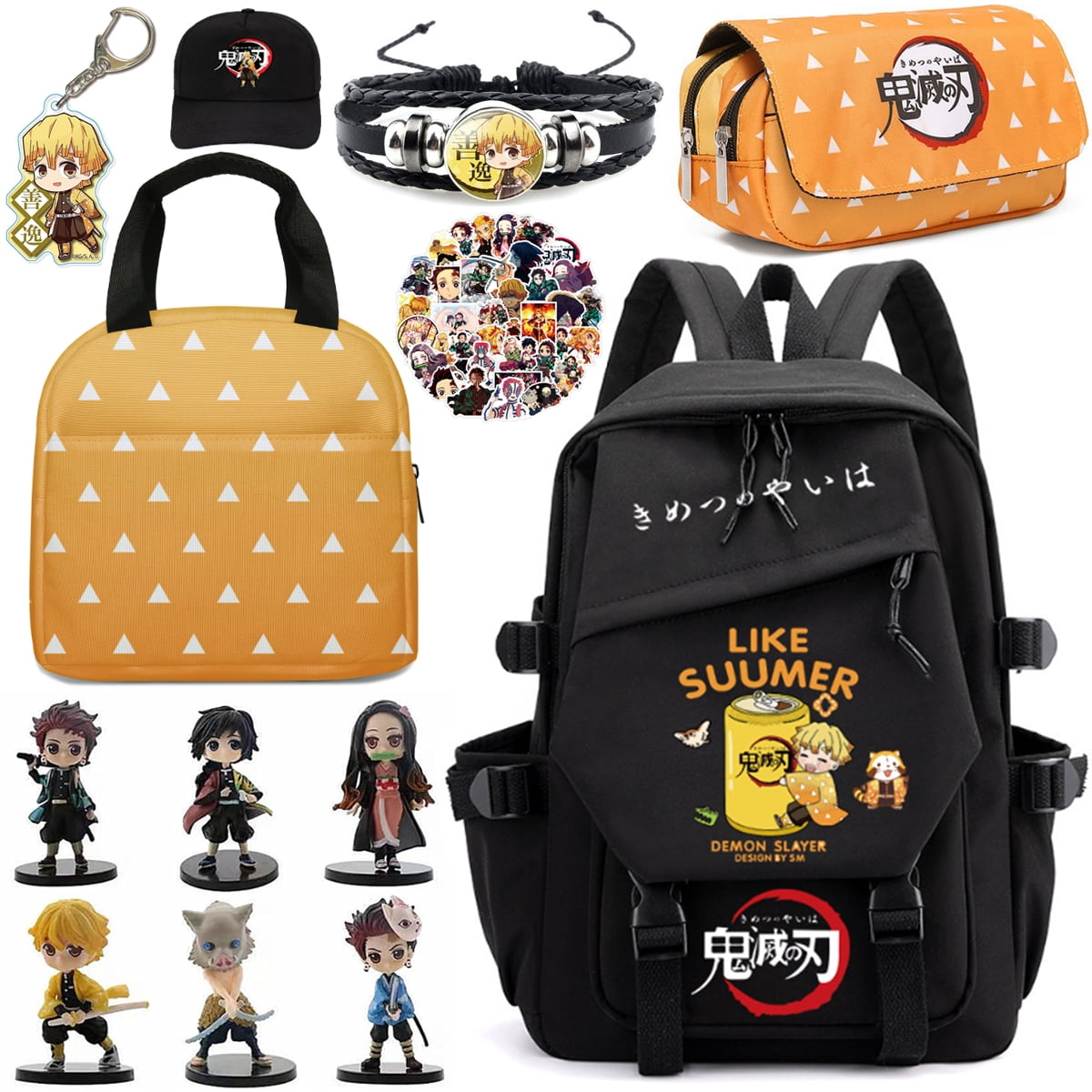 62pcs Demon Slayer Agatsuma Zenitsu School Backpack kits - Walmart.com