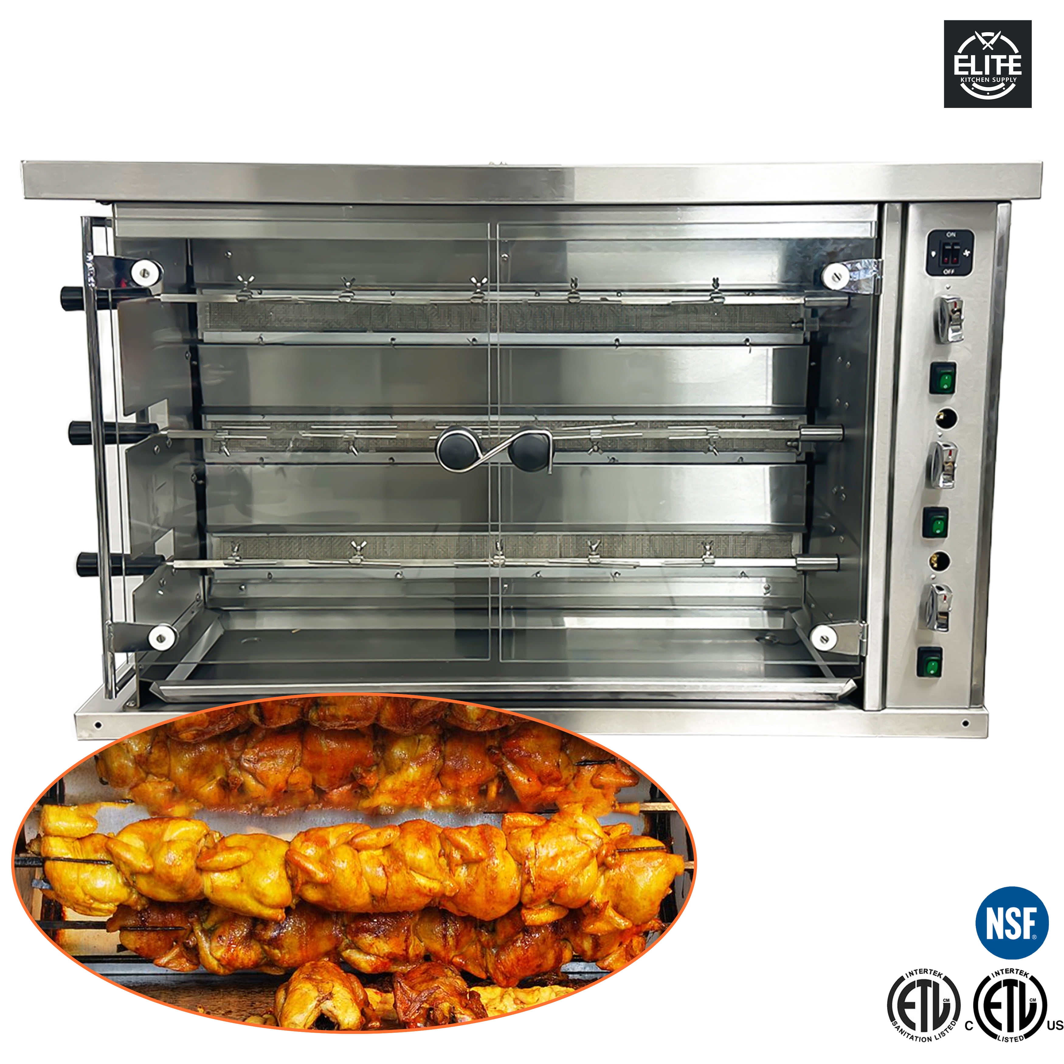 63,000 BTU Natural Gas Rotisserie For 15 Chicken, 3 Layer Gas Chicken ...