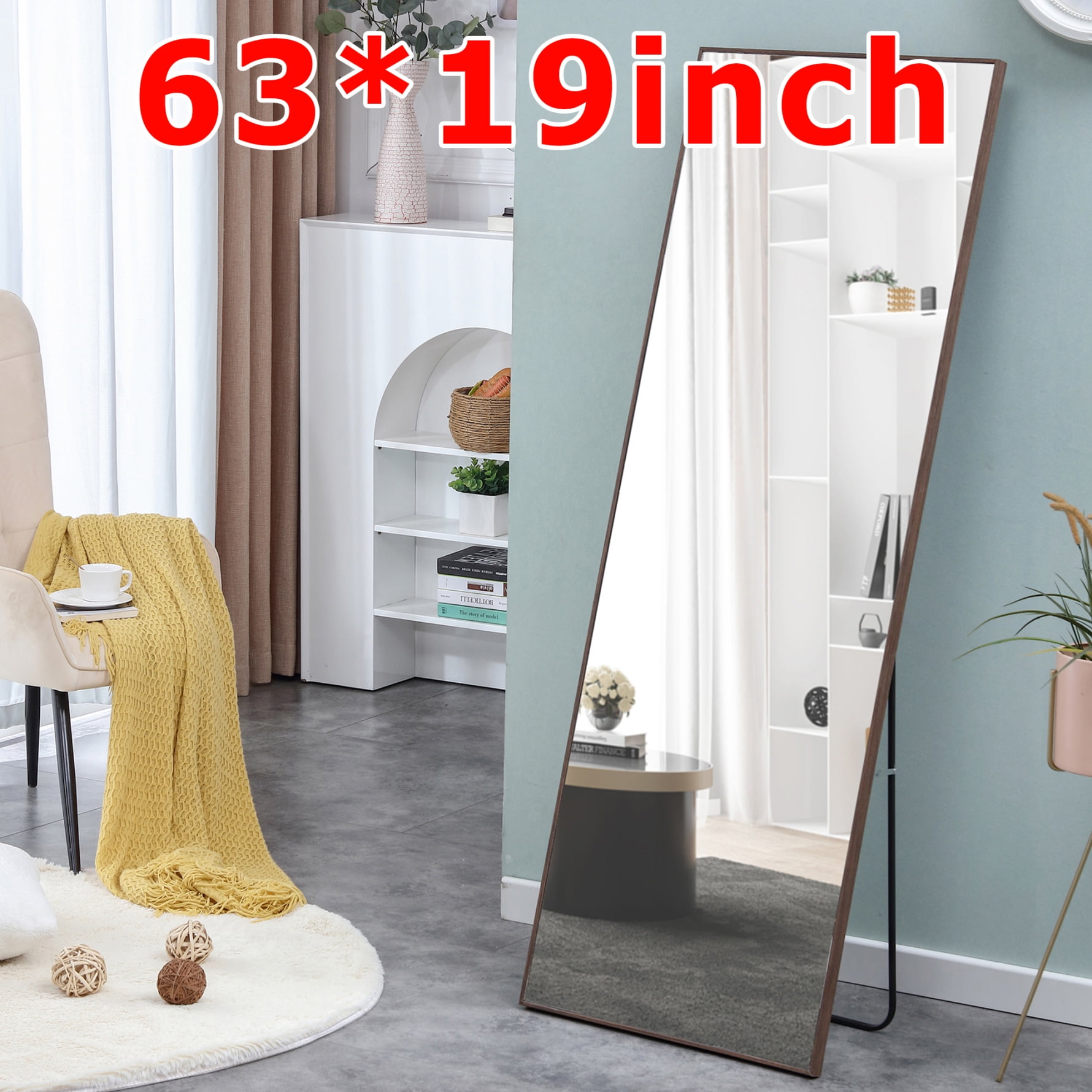 63*19-Inch Rectangular Full Body Mirror with Bracket, Modern Hanging ...
