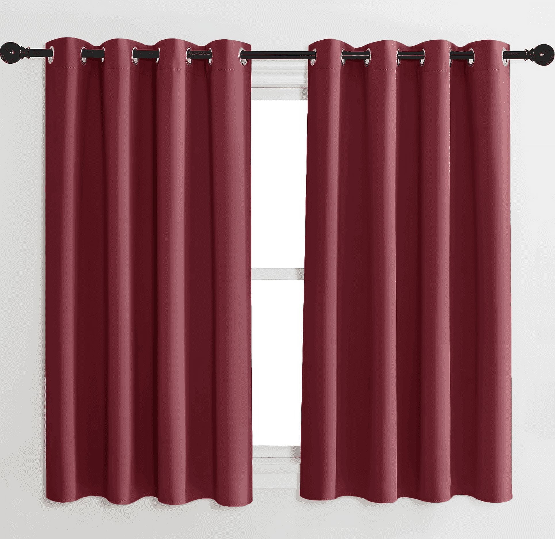 63" - 2 Piece Solid Burgundy Blackout Window Curtain Panel Set ...