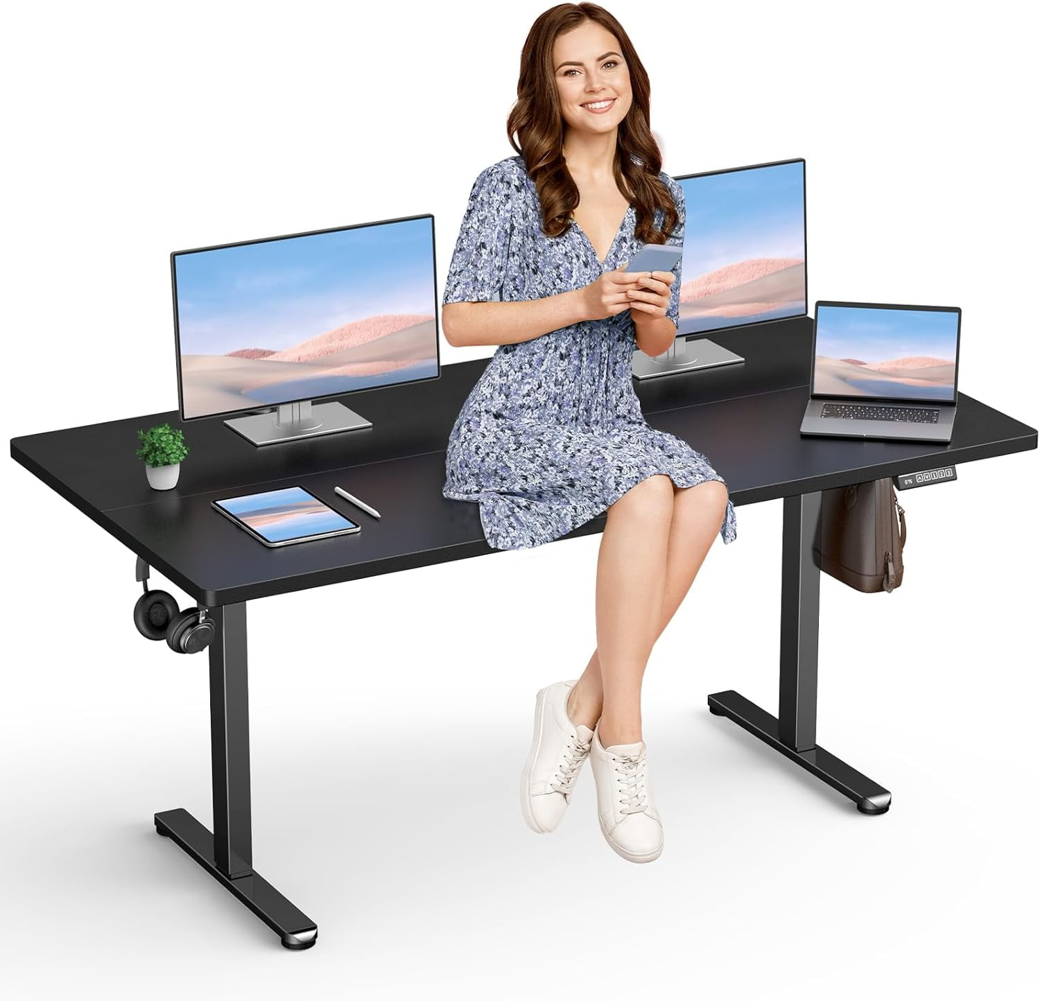 63"× 28" Electric Standing Desk Large Ergonomic Adjustable Sit Stand up ...