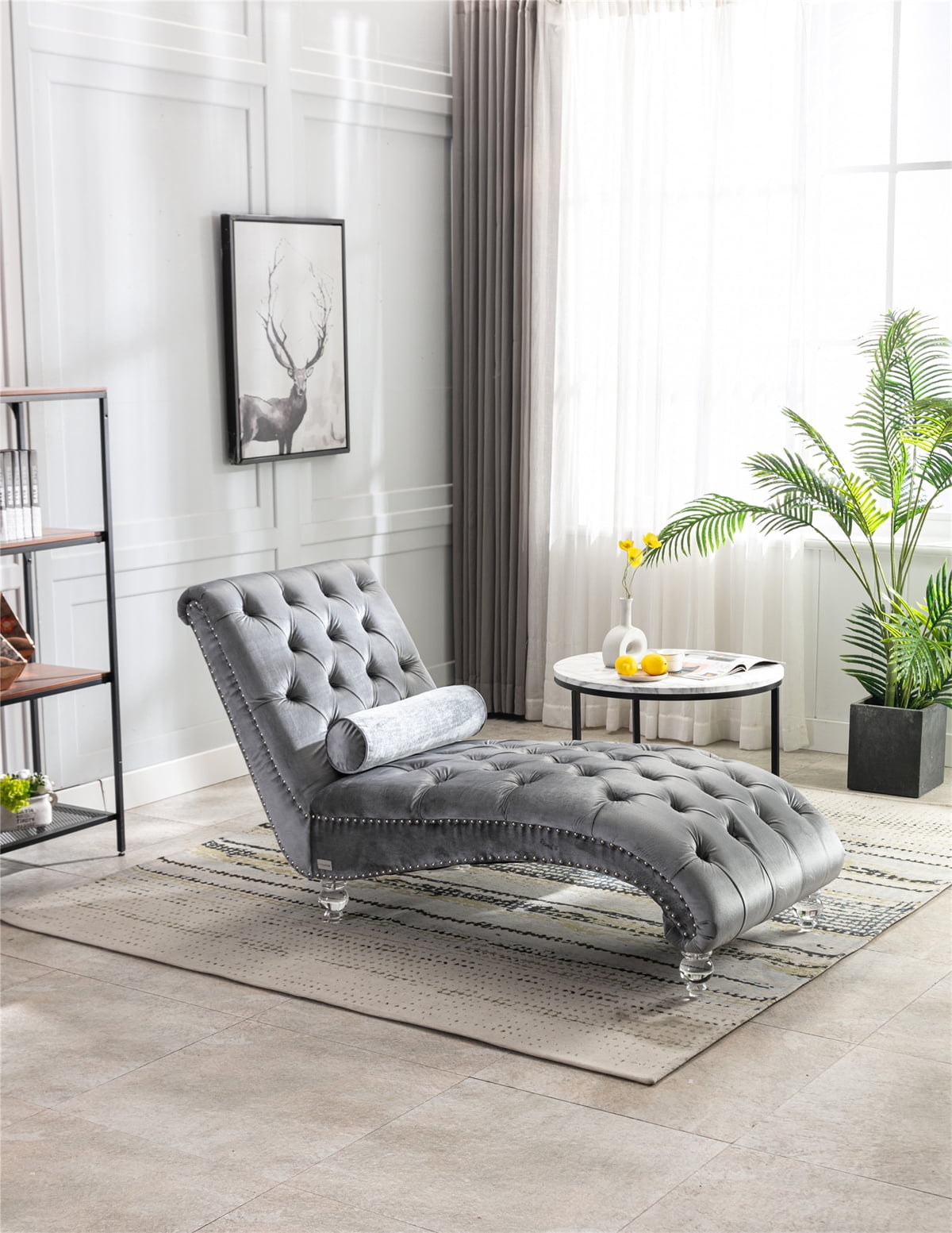 63.38'' Velvet Accent Sofa, Modern Long Lounger Leisure Concubine Sofa ...