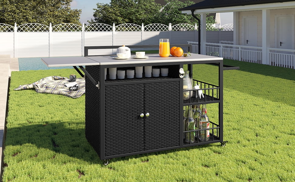 63.5" Outdoor Kitchen Island, Kitchen Storage Island, Cooking Station ...