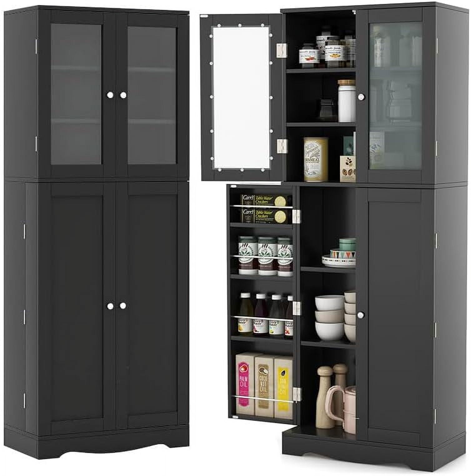 63.5" Tall Kitchen Pantry Storage Cabinet, Freestanding Food Storage ...