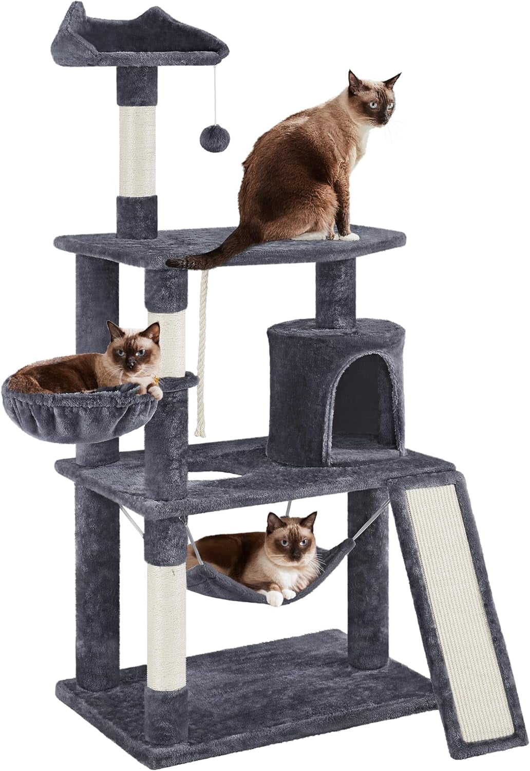 63.5in Multi-Level Cat Tree Tower Condo with Scratching Posts, Platform ...