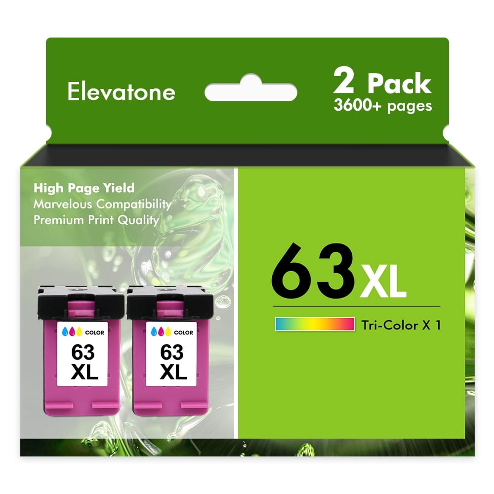63 63XL Ink Cartridges Compatible for HP 63XL 63 HP63 3830 2 Pack Tri ...