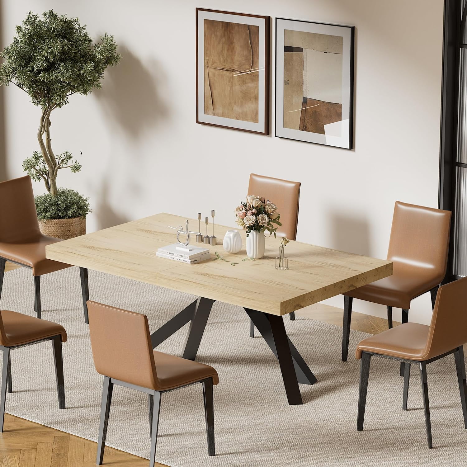 63"-78.7" Extendable Dining Table for 6 8 10, Modern Kitchen Expanding ...