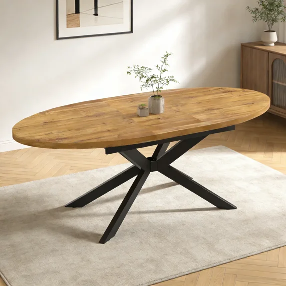 63.2"-78.9" Extendable Round Dining Table for 4-6, Mid Century Modern ...