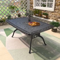 Pellebant Expandable Rectangular Metal Outdoor Patio Dining Table, 6-8 ...