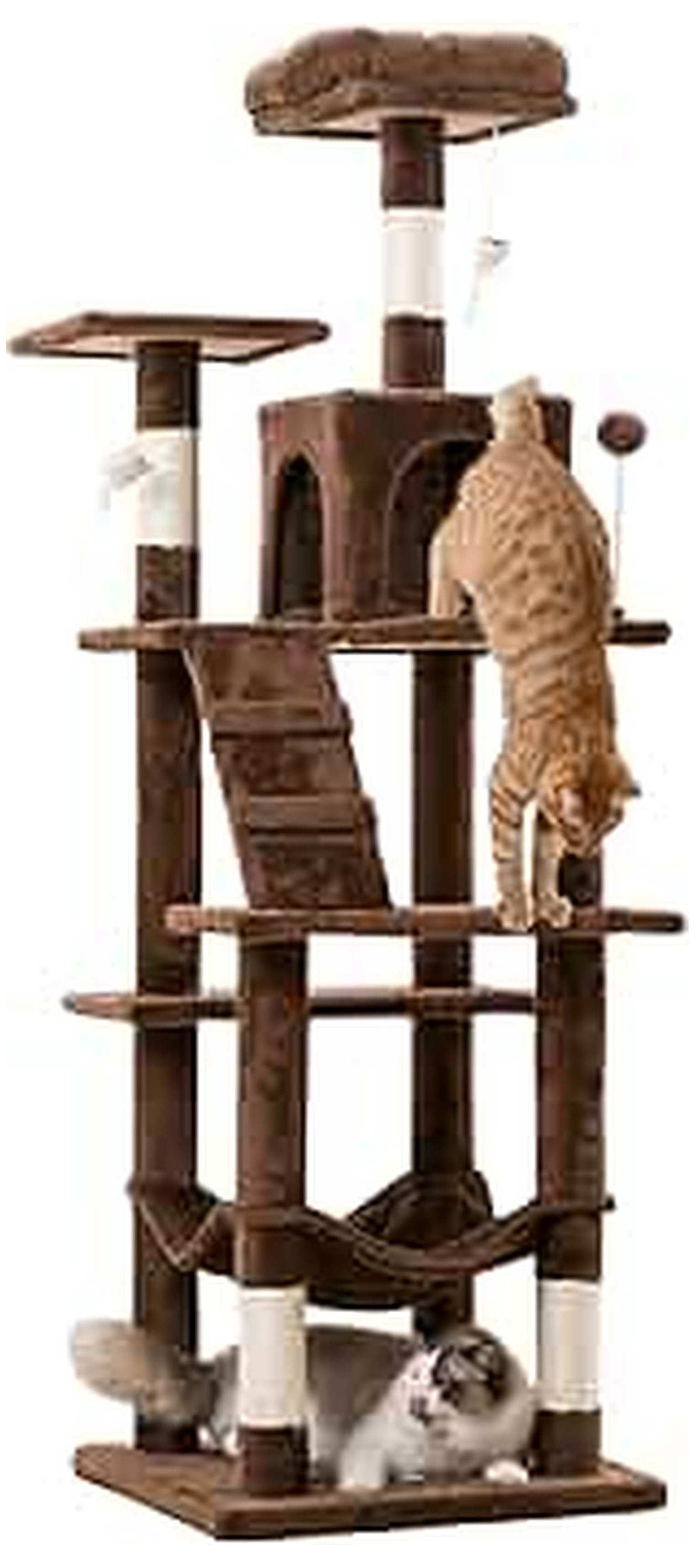 63.8" Cat Tree for Large Cats, Multi-Level Tower with Scratching Posts ...