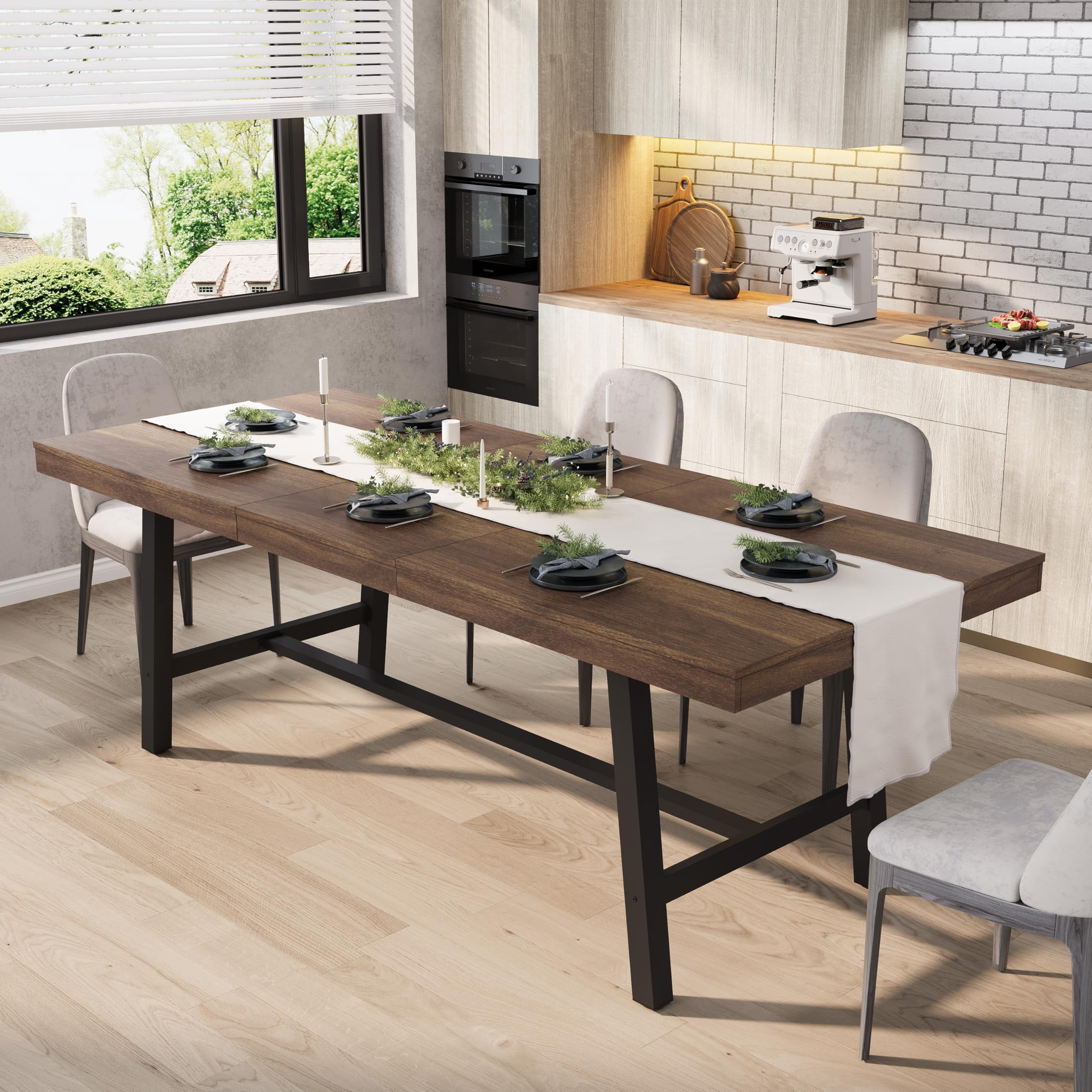 63-83" Extendable Dining Table, Industrial Rectangular Dining Room ...