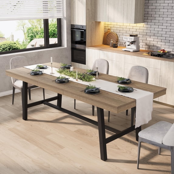 63-83" Extendable Dining Table for 6-8, Industrial Rectangular ...
