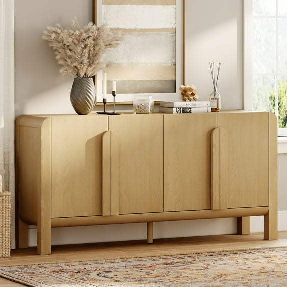 63" Accent Cabinet with 4 Doors and Adjustable Shelves, Modern Credenza ...