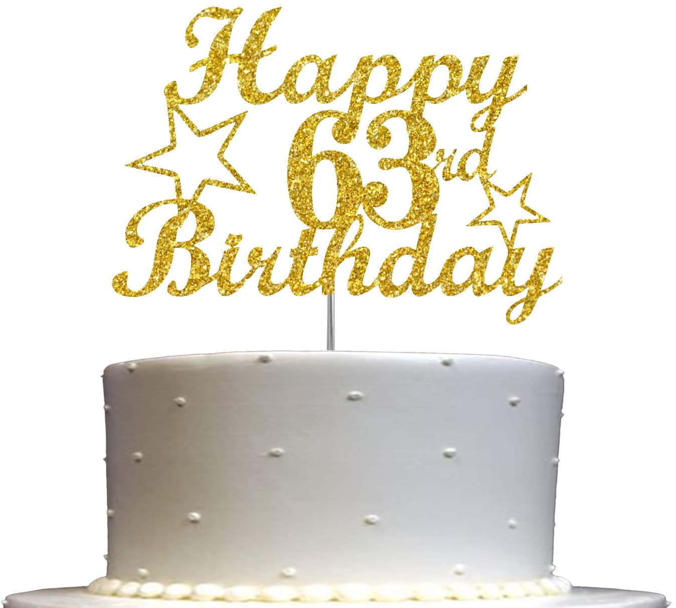 63 Birthday Cake Topper Gold Glitter, Party Decoration Ideas, Sturdy ...