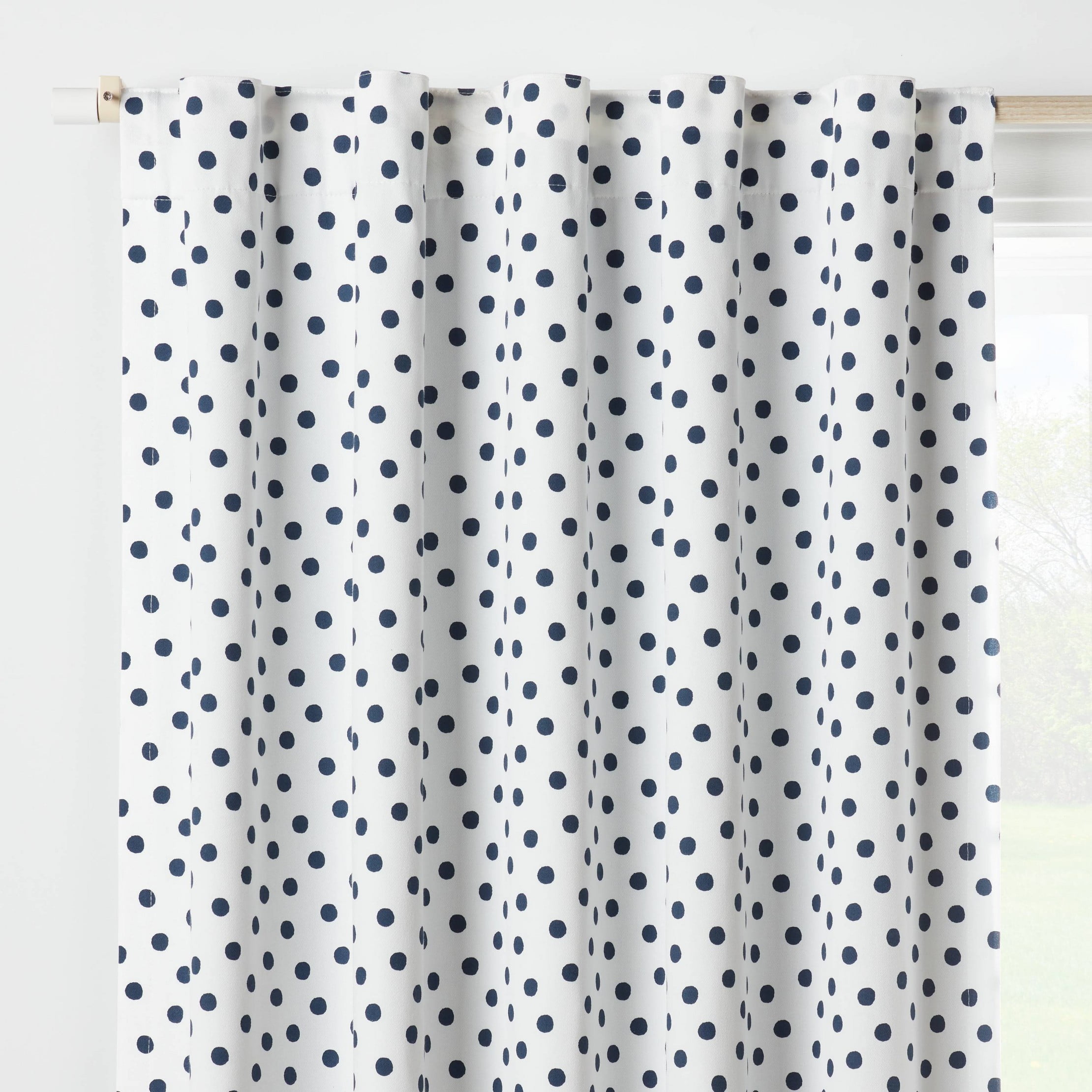 63" Blackout Dot Kids' Curtain Panel Navy - Twill, Polka Dots, OEKO-TEX ...