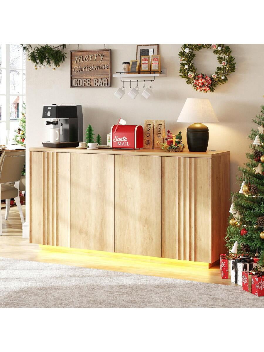 63'' Buffet Cabinet With Storage, Coffee Bar With 4 Doors & 2 ...