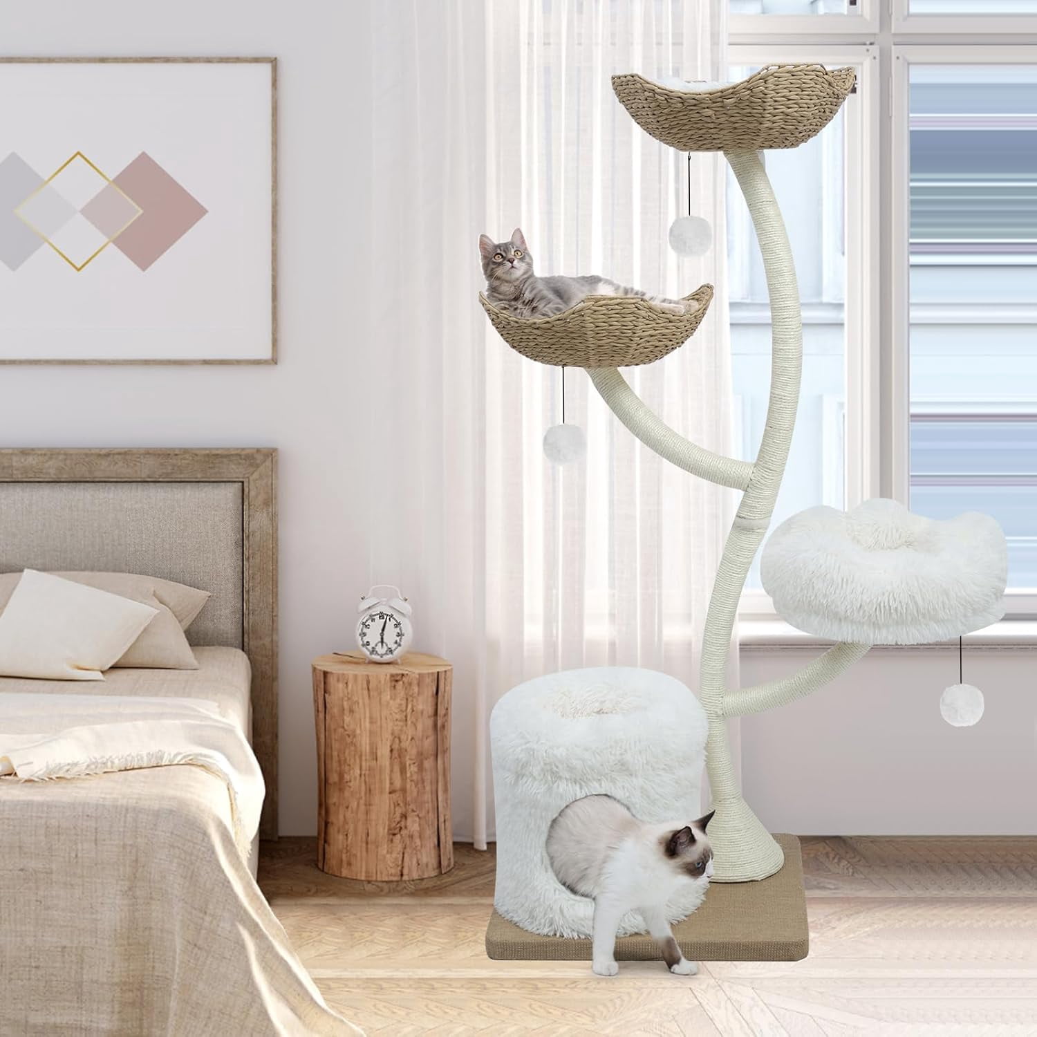 63” Cat Tree Tower for Indoor Cats, Multi-Level Large Cat Climbing ...