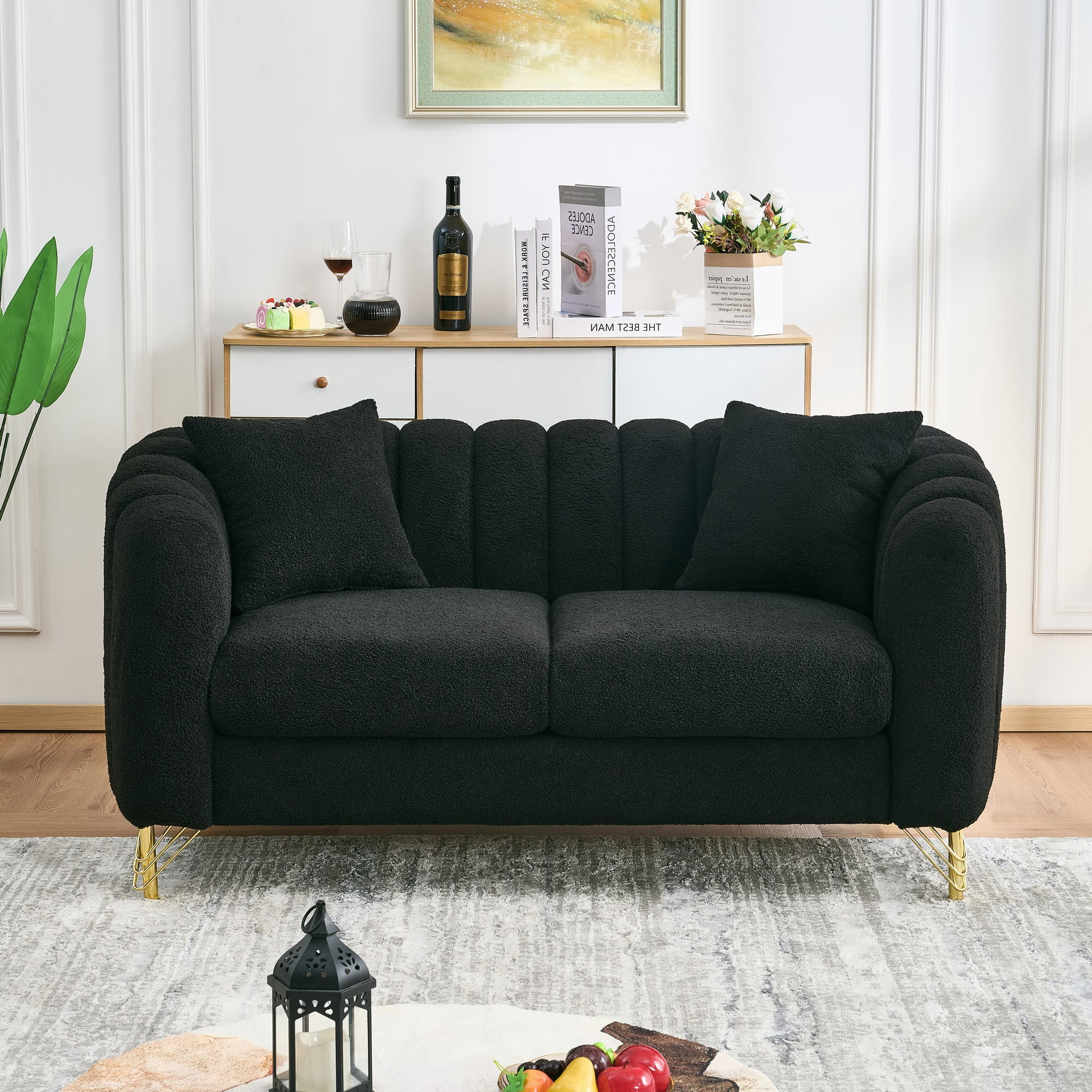 63" Chenille Loveseat Sofa,Luxury 2 Seater Deep Couch,Modern Tufted ...