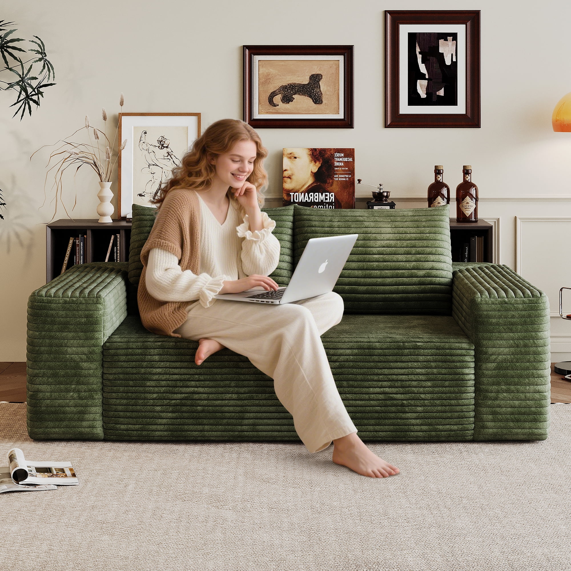 63" Cloud Loveseat Boneless Sofa Couch in a Box, No Assembly Required 2 ...