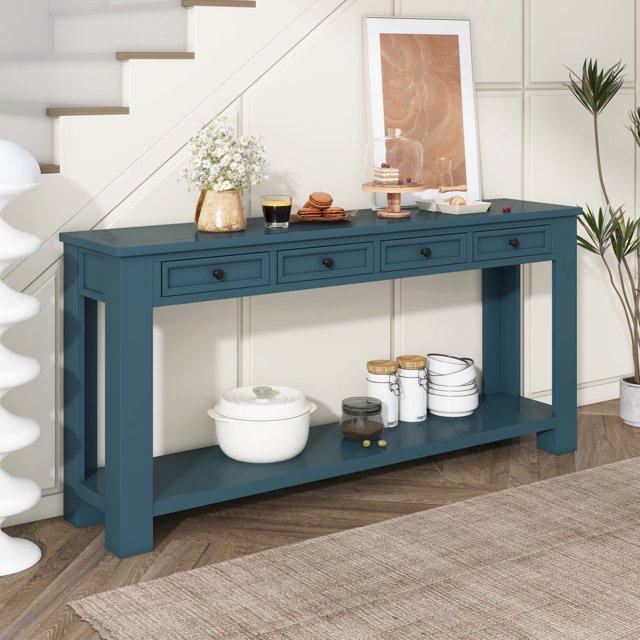 ARCTICSCORPION Modern Wood Console Table, Blue - Walmart.com