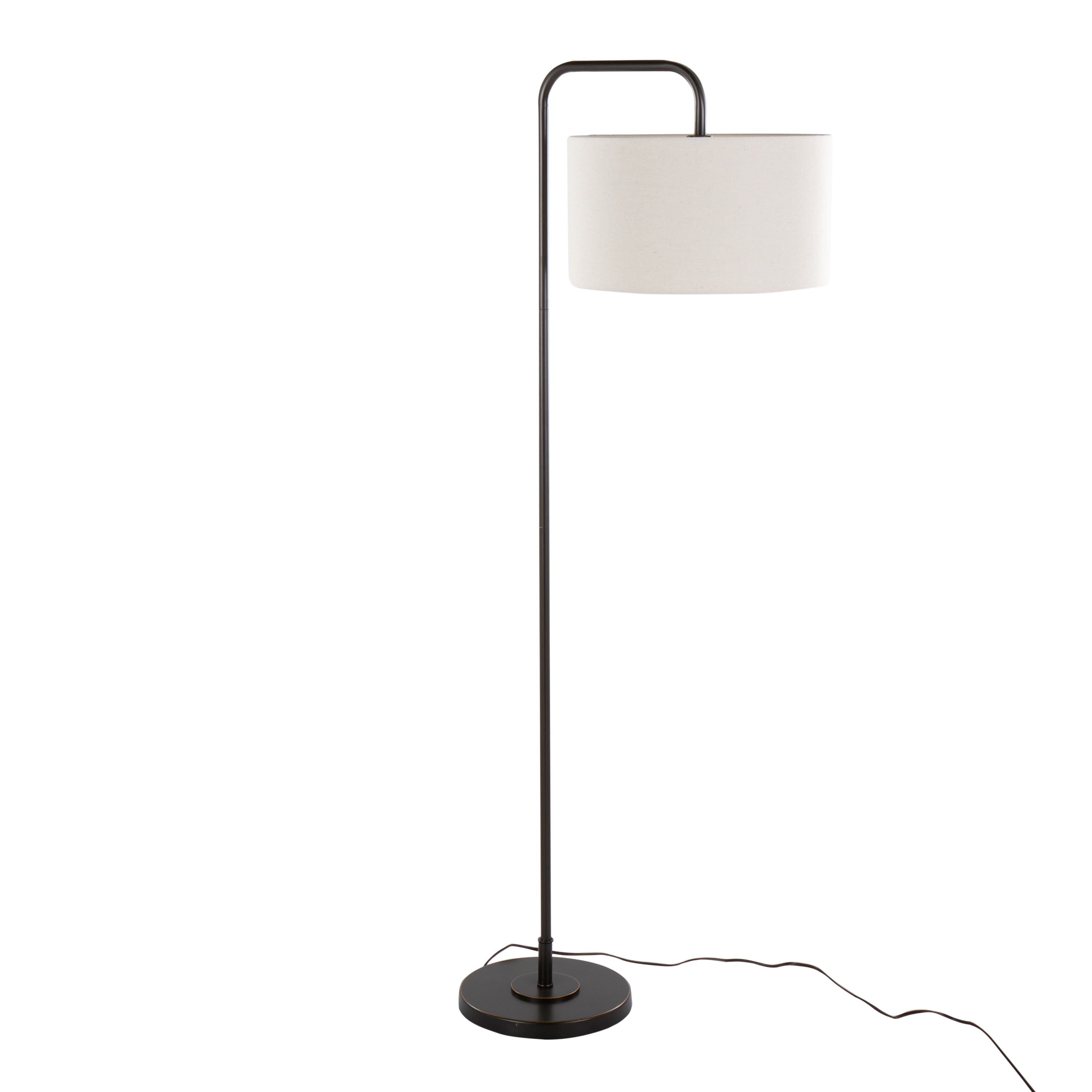 63" Contemporary Floor Lamp, Oil Rubbed Bronze Metal, Beige Linen Shade ...