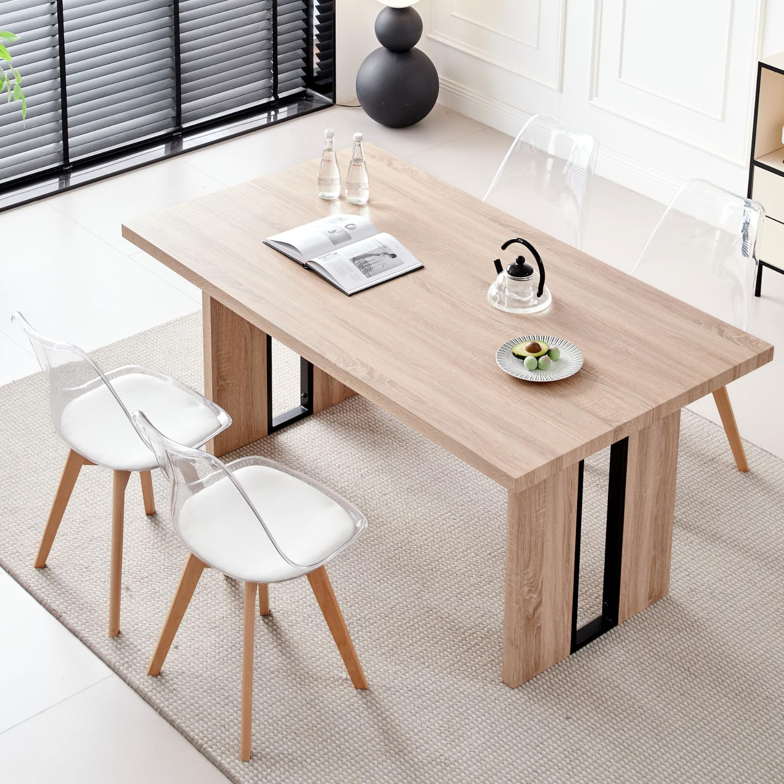 63" Dining Table Chairs Set for 4, Rectangle Dining Room Table with 4 ...