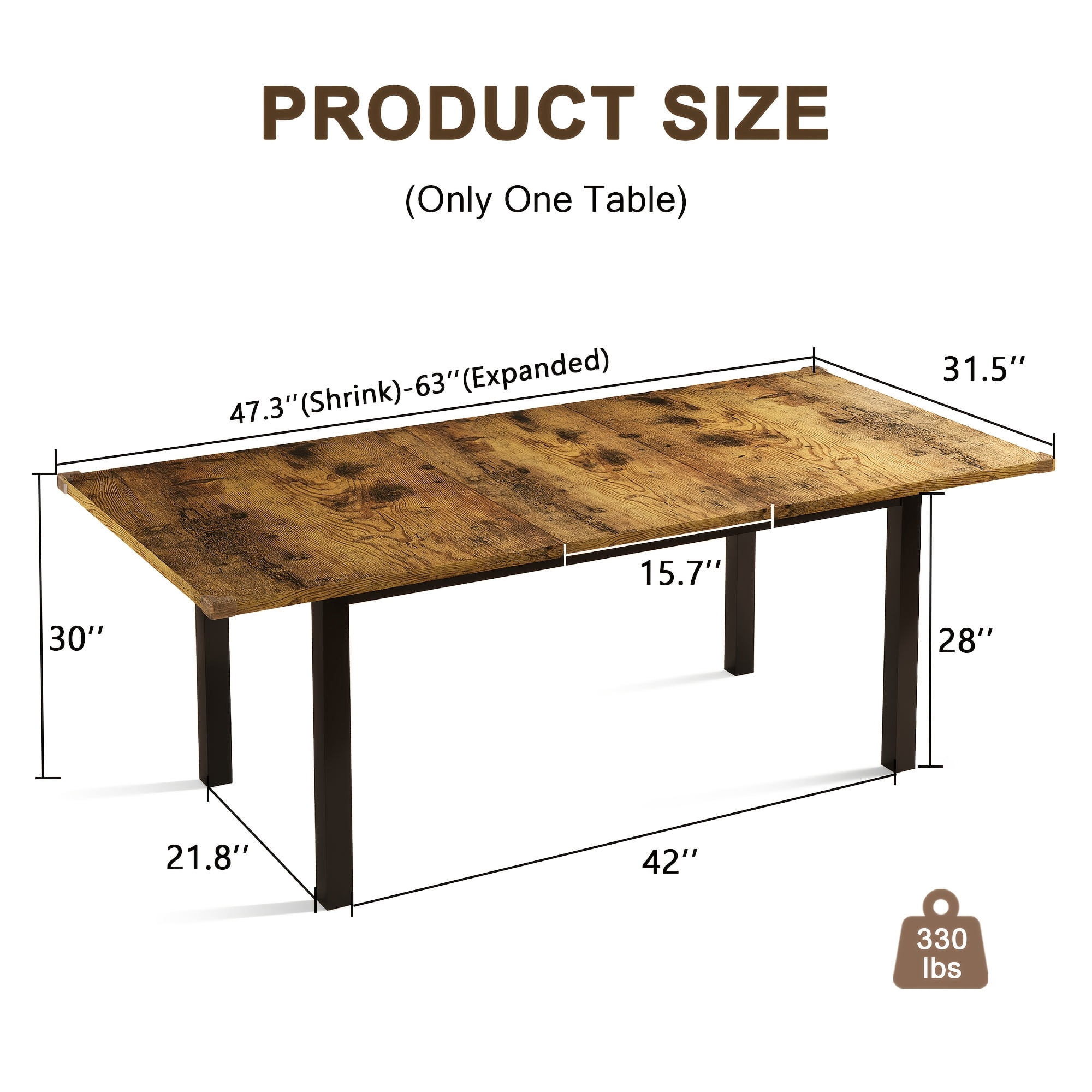 63" Extendable Dining Table for 4-6 | Square Wooden Dining Table with ...