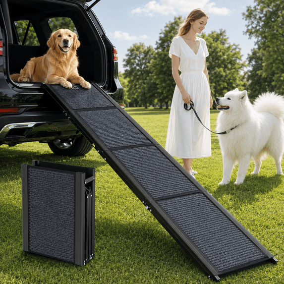 63" Extra Long Dog Ramp for Car Portable Sturdy Dog Ramps for Large ...