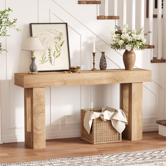 63" Farmhouse Entryway Console Table, Long Wooden Sofa Table with Slim ...