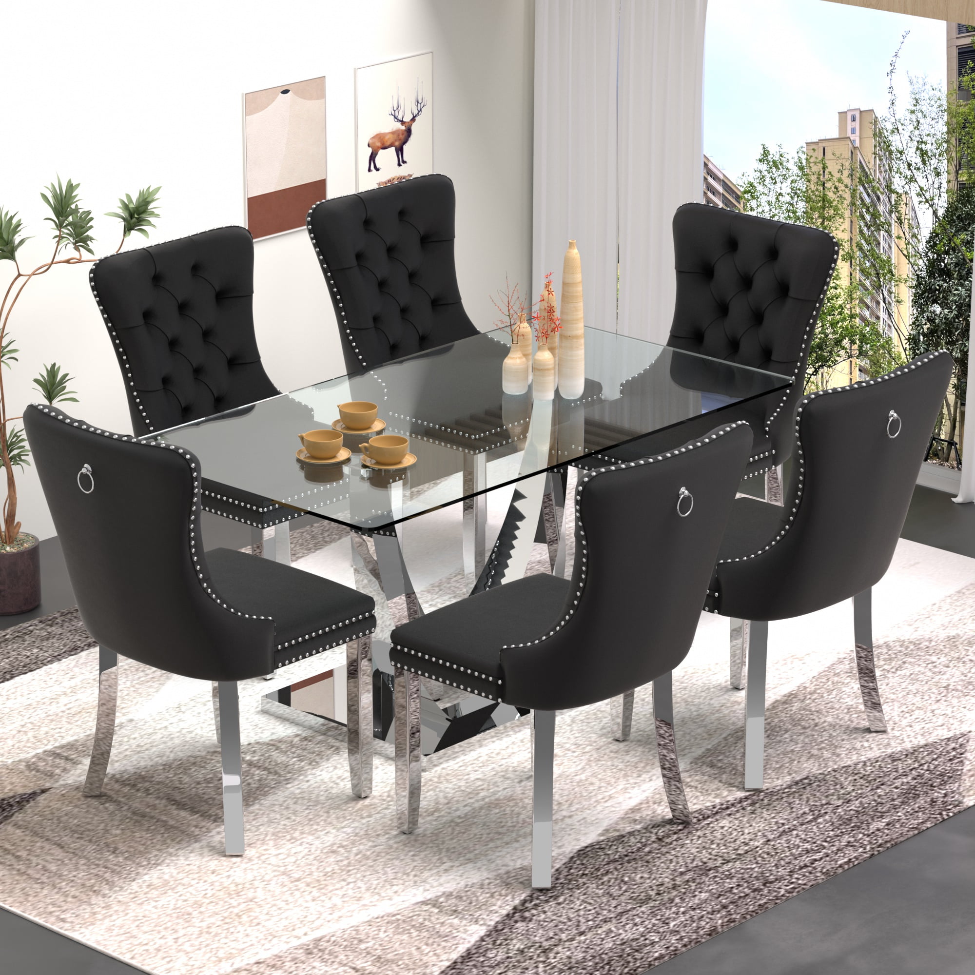 Black Glass Dining Room Sets