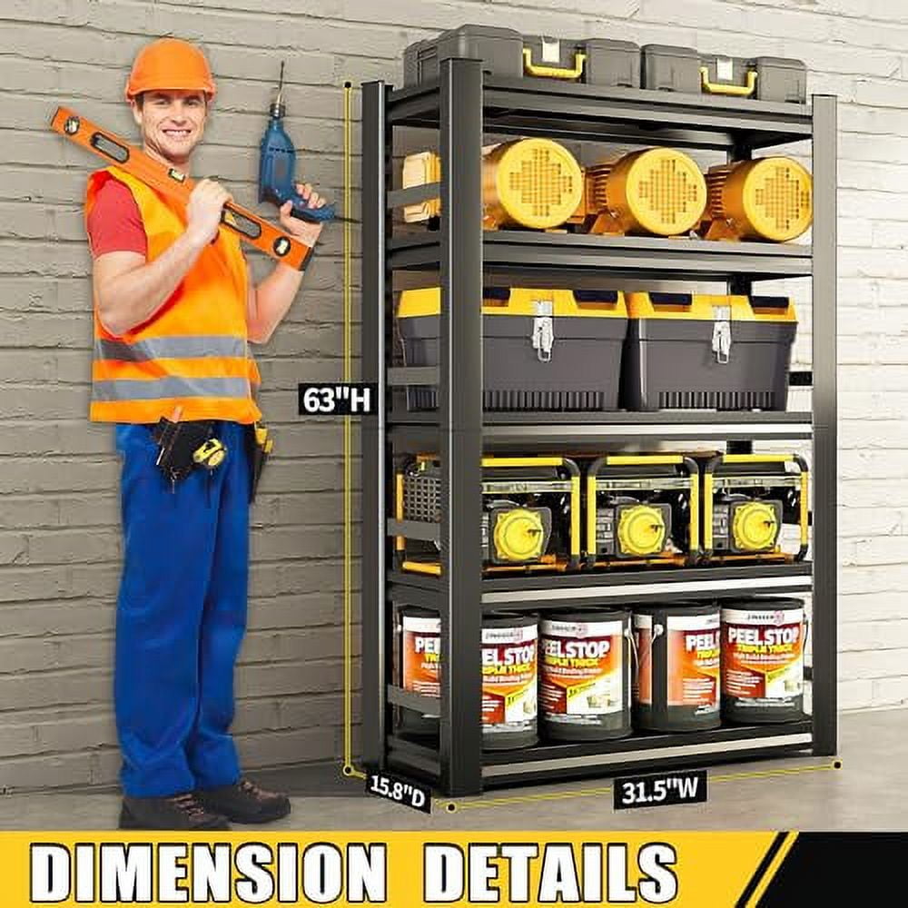 63" H|32" W All-Metal Garage Shelving Unit and Storage-Easy Assembly ...