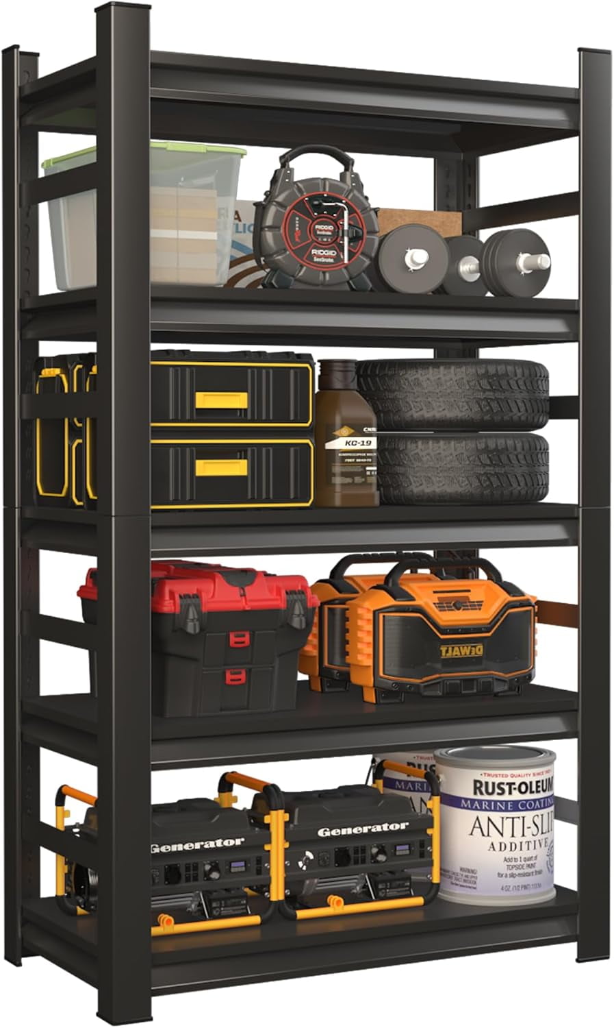 63" H Garage Shelving Heavy Duty Storage Shelves Adjustable 5 Tier ...