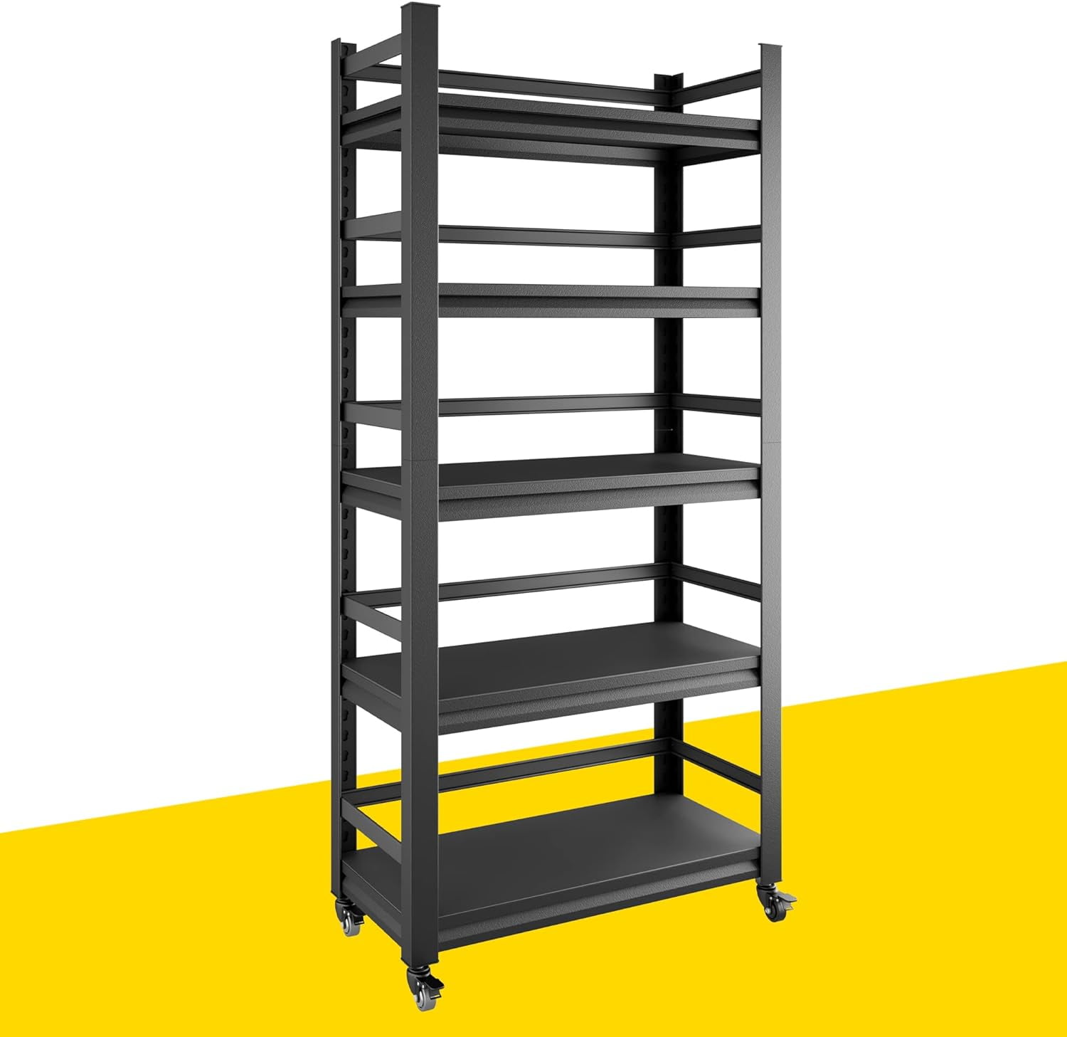 63"H Garage Shelving With Wheels,Sturdy Garage Shelves Heavy Duty Shelf ...