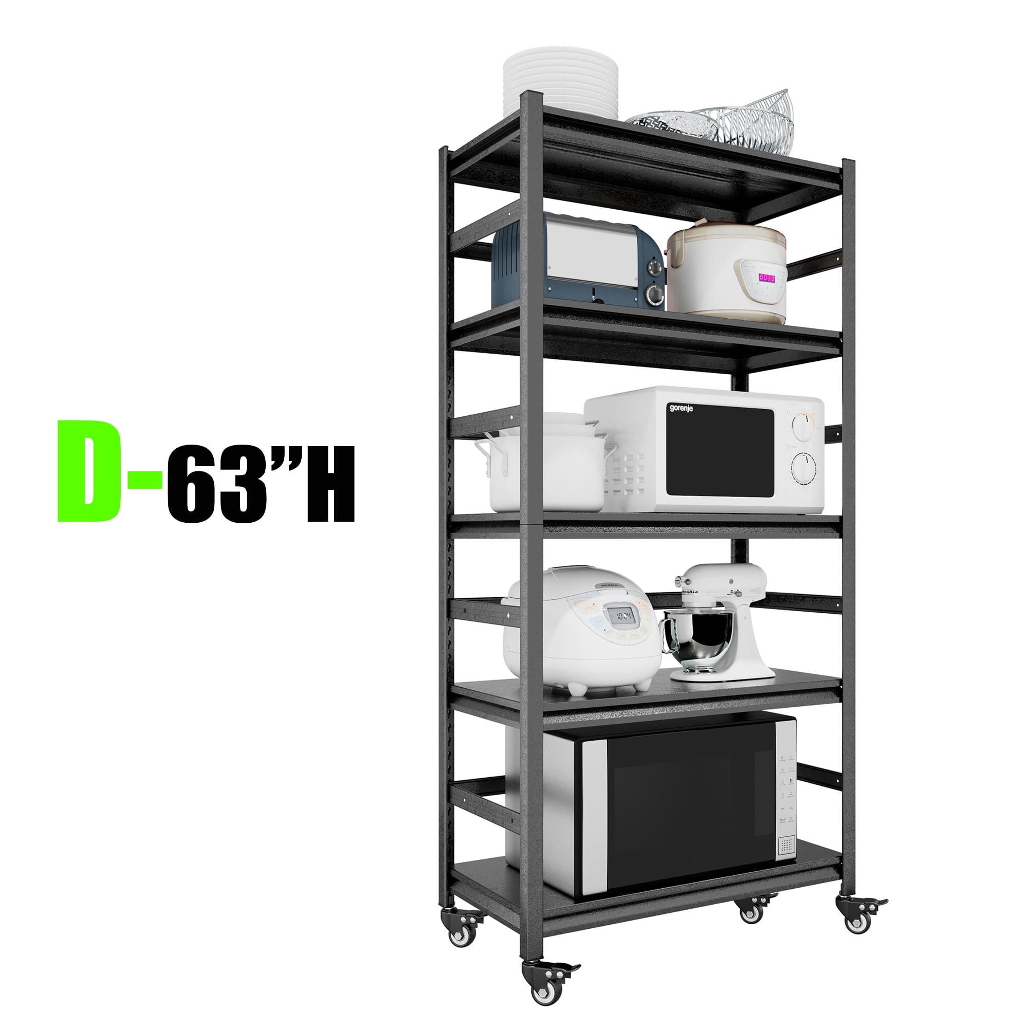63"H Storage Shelves- Heavy Duty Metal Shelving Unit Adjustable 5-Tier ...